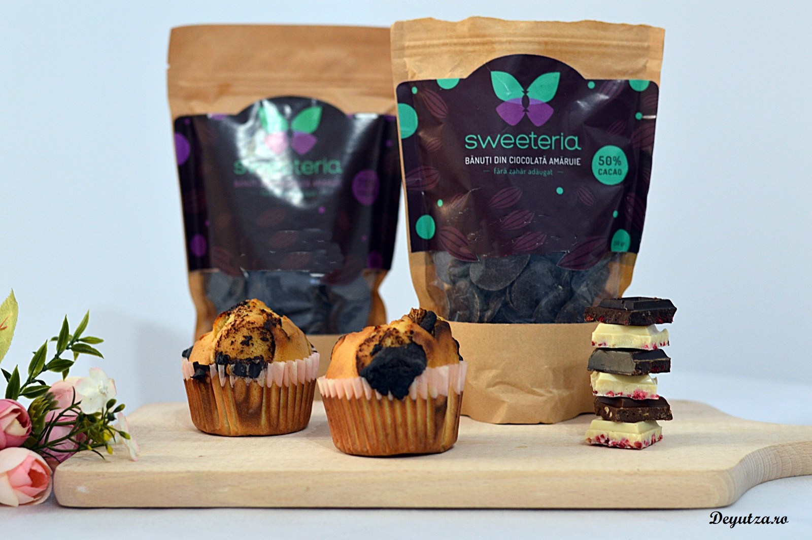 Briose vegane cu ciocolata fara zahar si frica de lactoza - Sweeteria