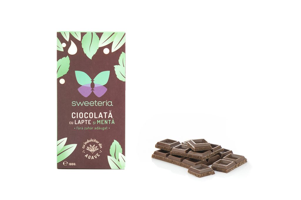 Ciocolata cu lapte si menta, cu indulcitor natural - Sweeteria